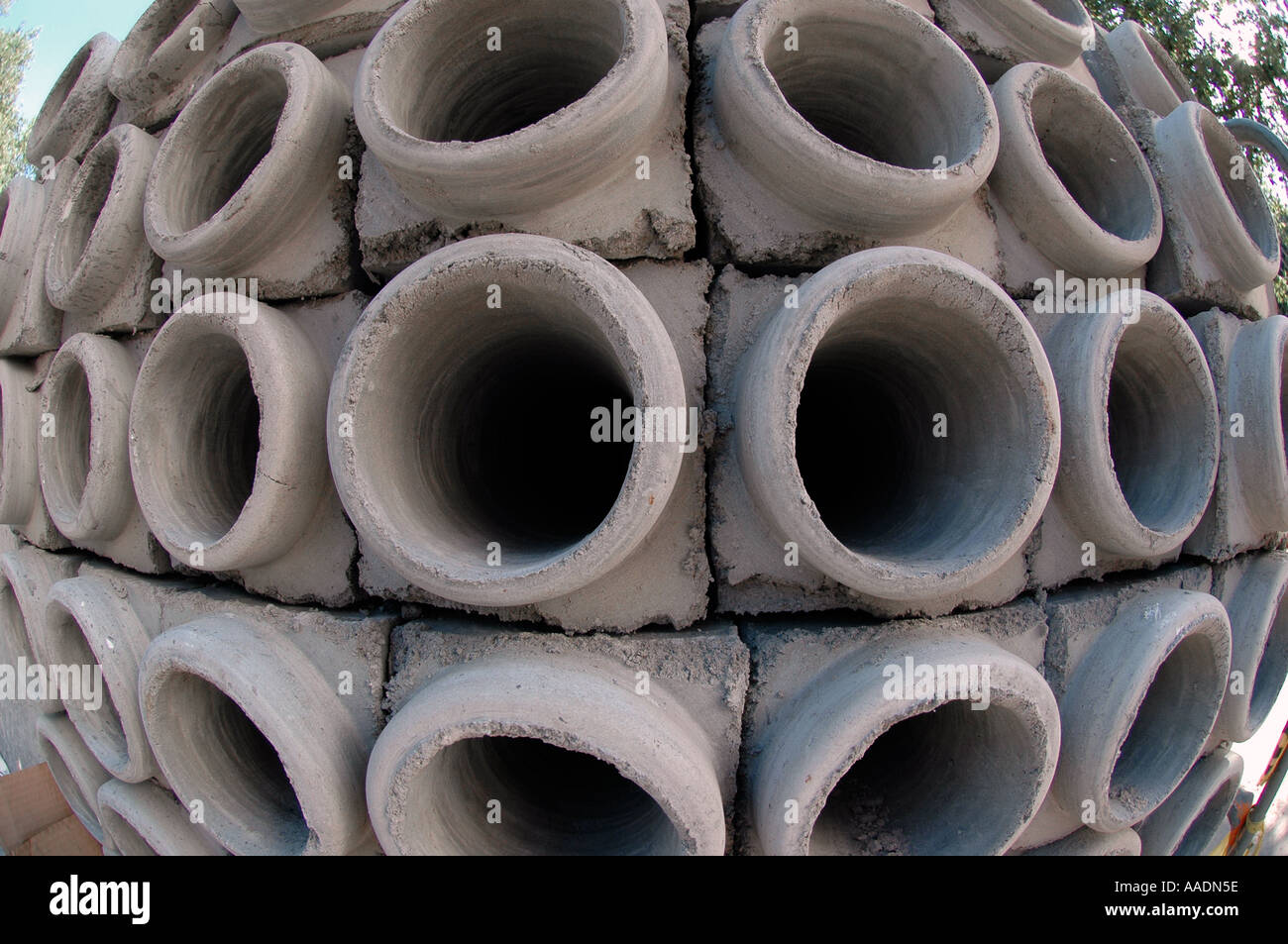 Concrete conduits at a construction site Stock Photo - Alamy