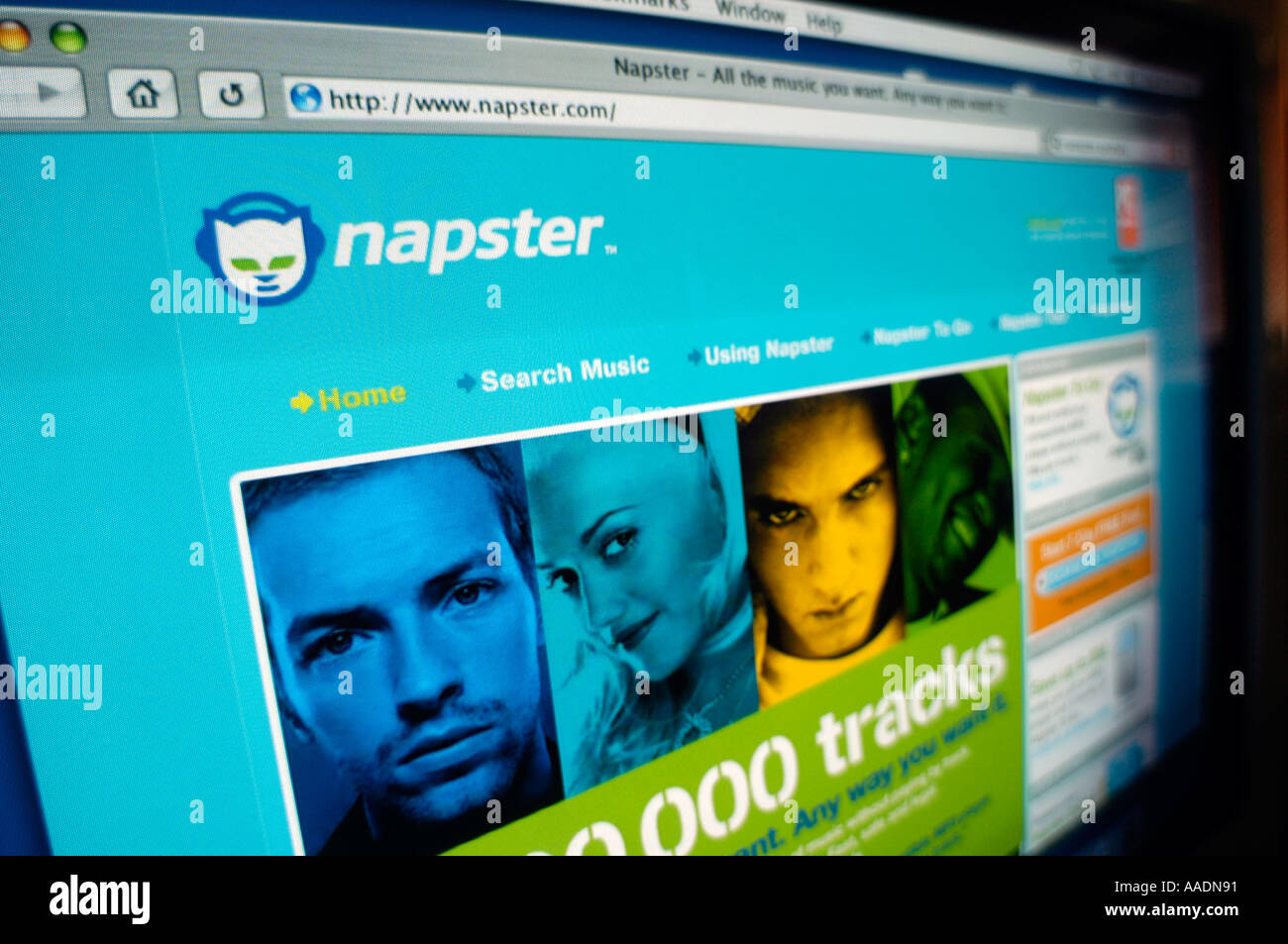 The home page for Napster Stock Photo - Alamy