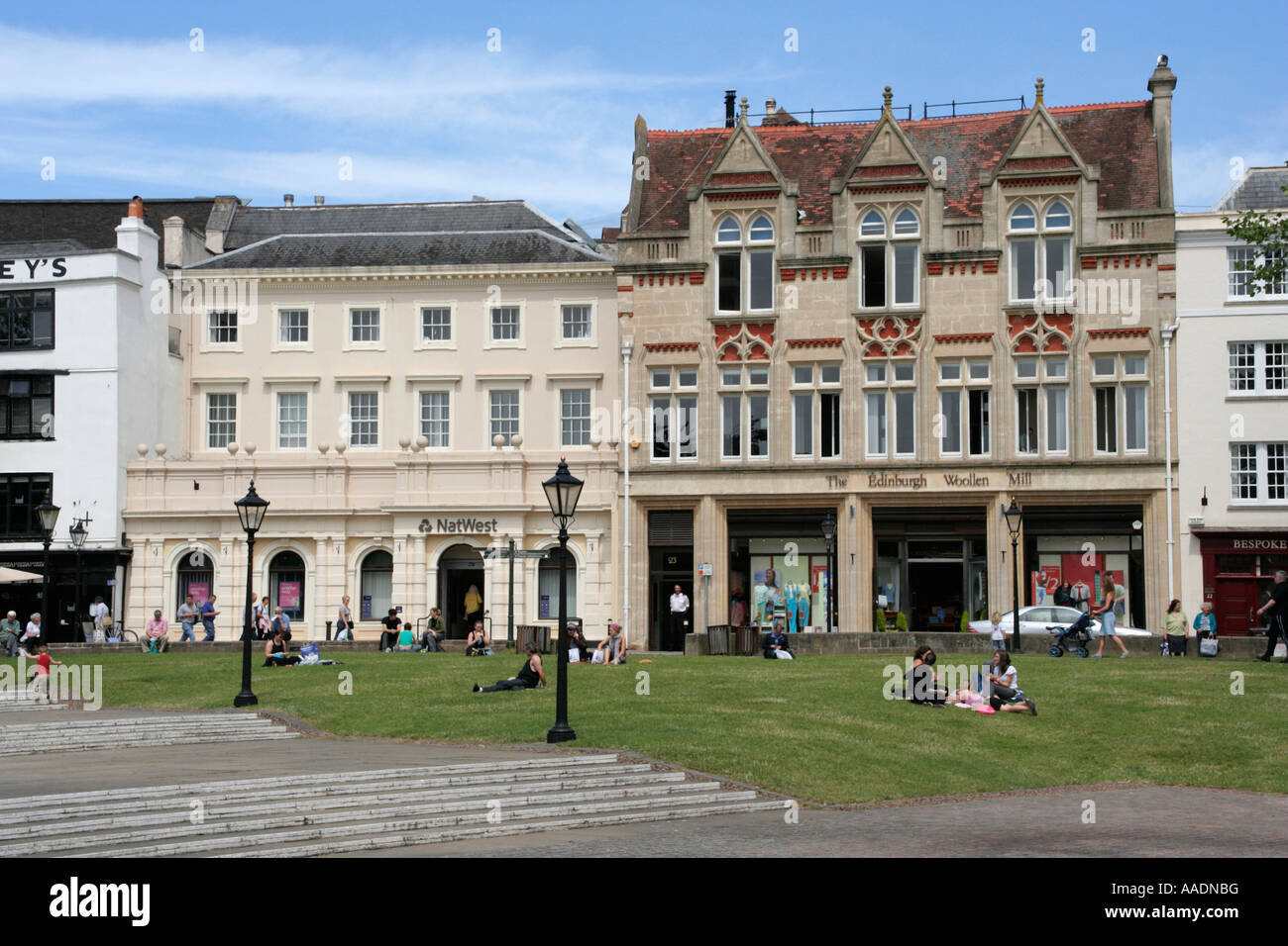 town centre cathedral green exeter devon england uk gb Stock Photo - Alamy
