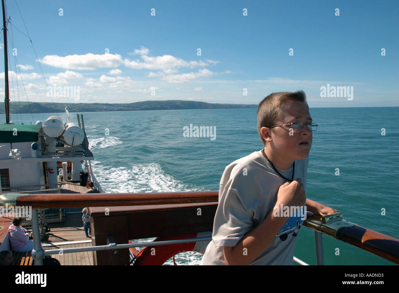 Boy on ship MV Balmoral sailing from Ilfracombe in north Devon to ...