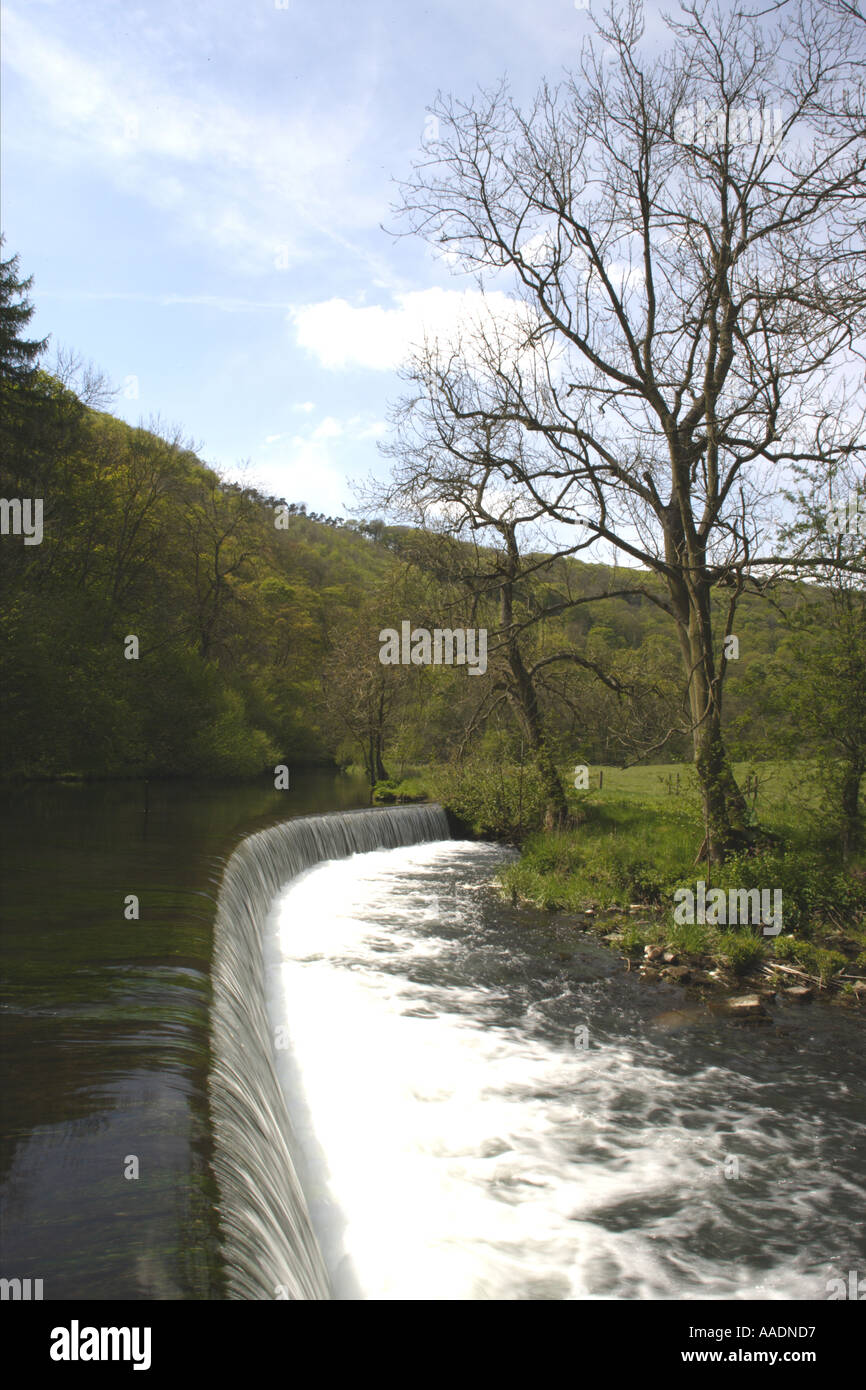 River Wye, Waterfall in the peak district near Ashford in the Water UK ...