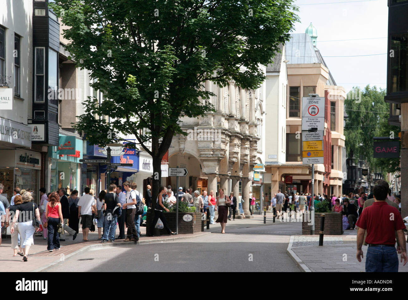 town centre high street guildhall shopping exeter devon england uk gb ...