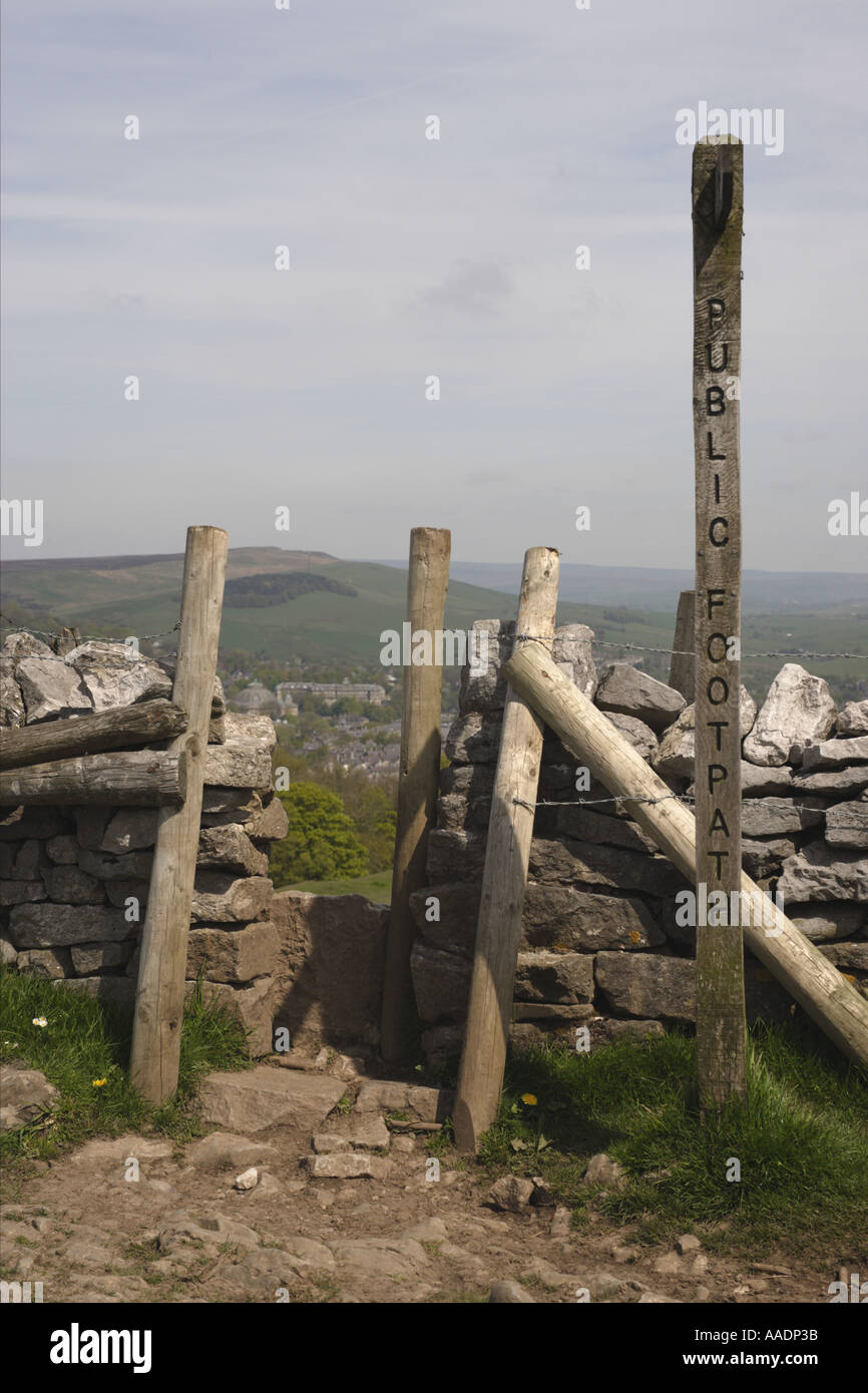 Entrance public footpath over dry stone wall Stock Photo - Alamy