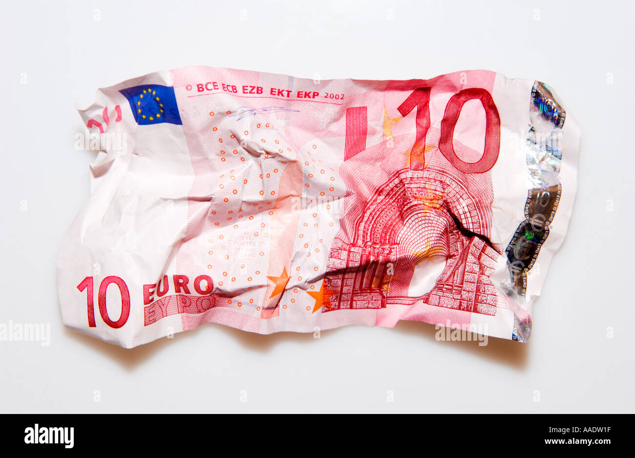 crumpled 10 Euro note Stock Photo - Alamy