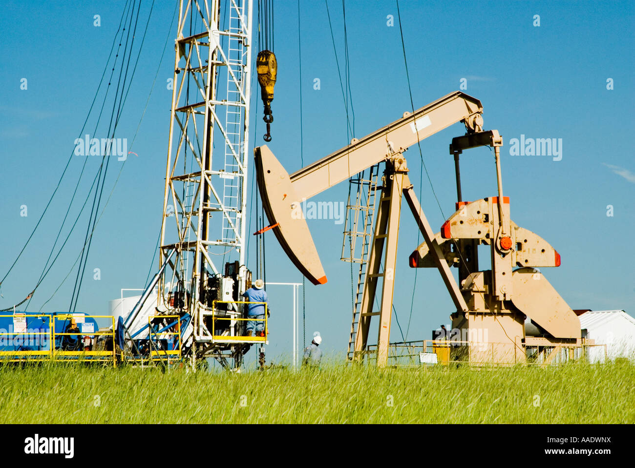 a work-over rig servicing an oil pump in the texas panhandle spring ...