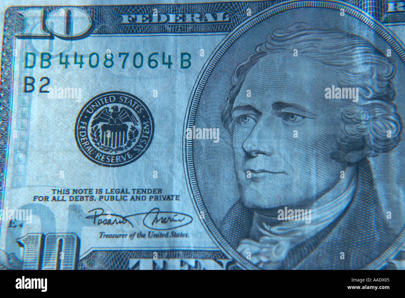 Ten dollar bill detail Stock Photo - Alamy