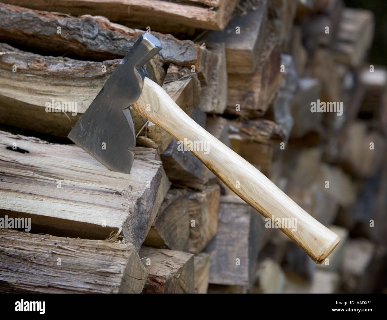 Axe in piece firewood hi-res stock photography and images - Alamy