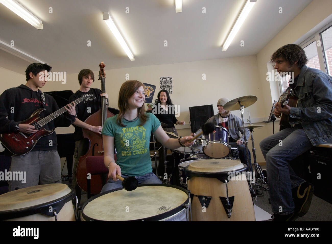 Teenage Student band practicing in sixth form college Stock Photo - Alamy