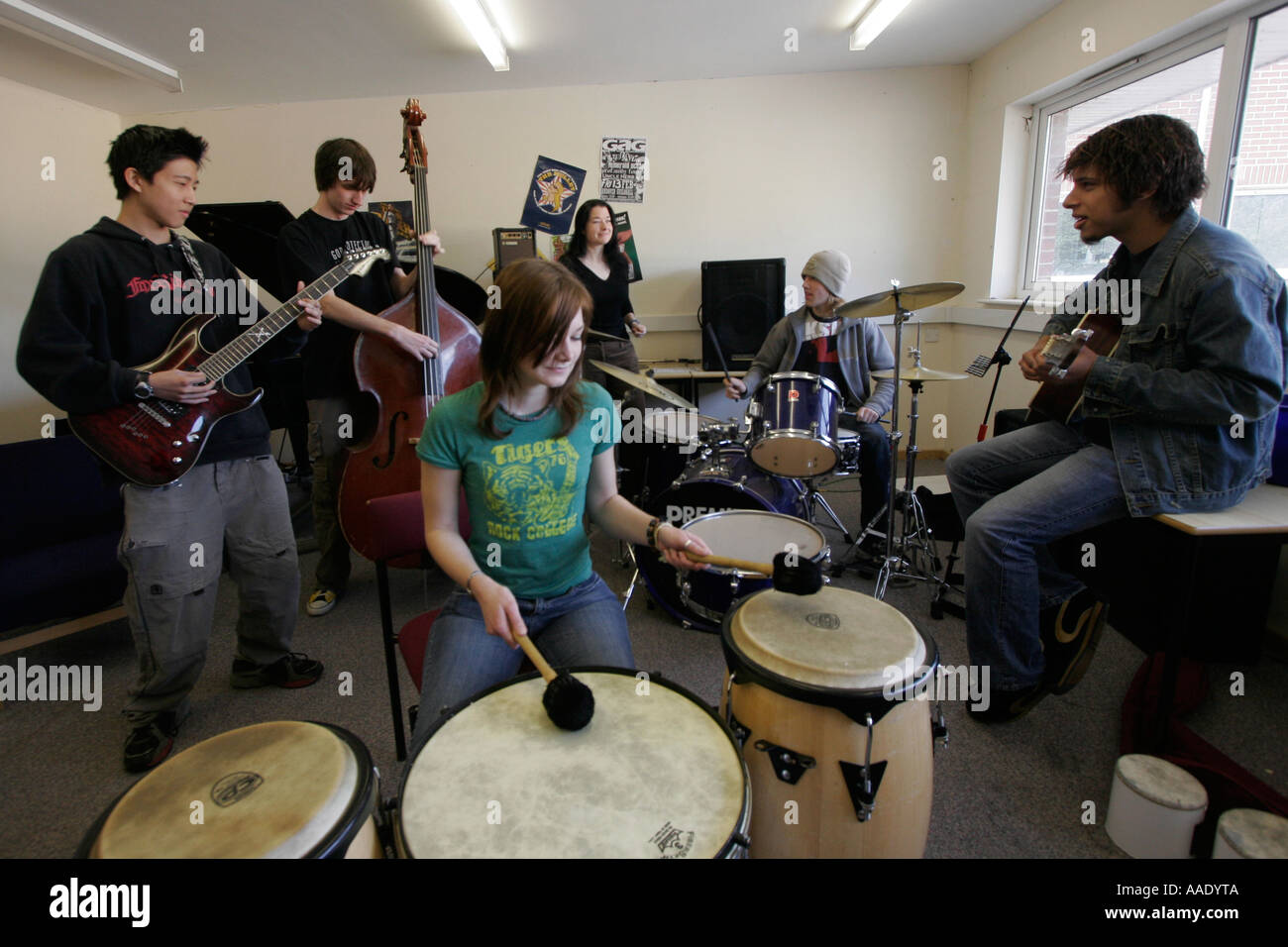 Teenage Student band practicing in sixth form college Stock Photo - Alamy
