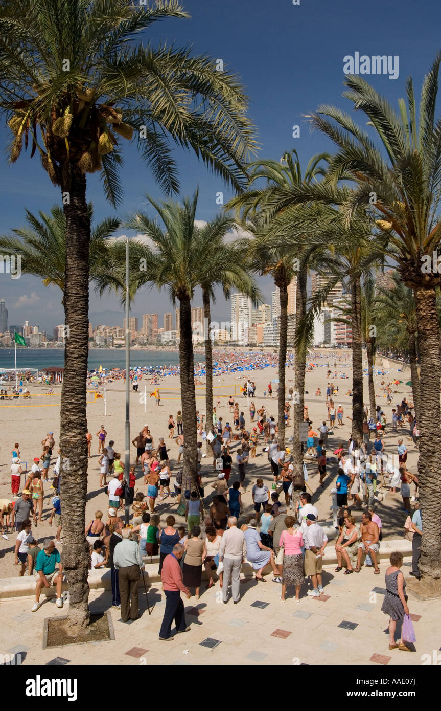 Keep fit clases for elderly people on Poniente beach Benidorm Costa ...