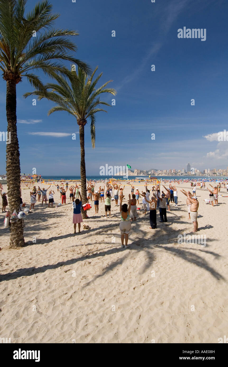Keep fit clases for elderly people on Poniente beach Benidorm Costa ...