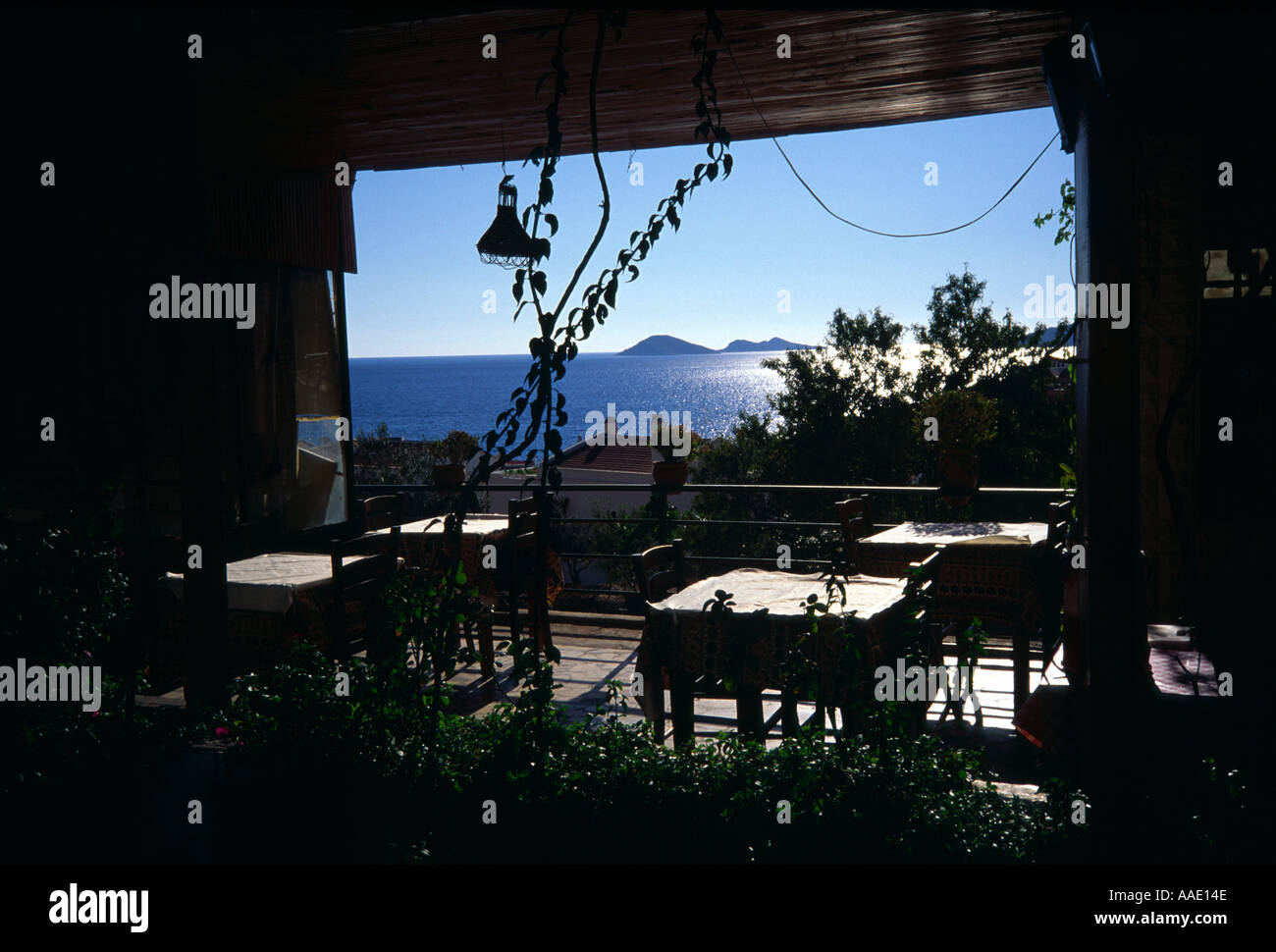 View over the sea froma restaurant Kalkan Turkey Stock Photo - Alamy