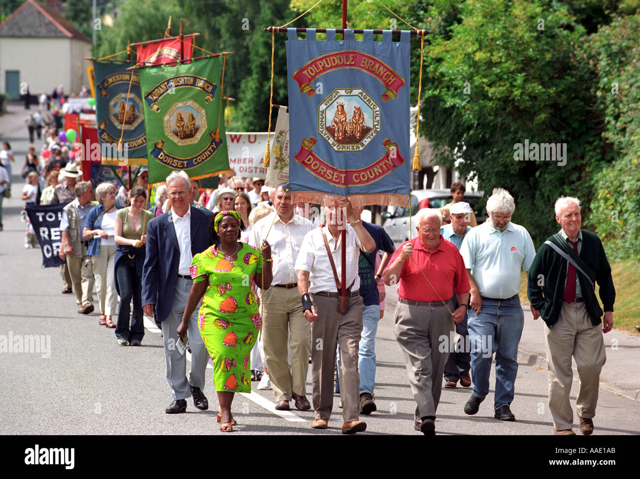 Tolpuddle Martyrs Trade Union Rally parade, Tolpuddle, Dorset, Britain ...