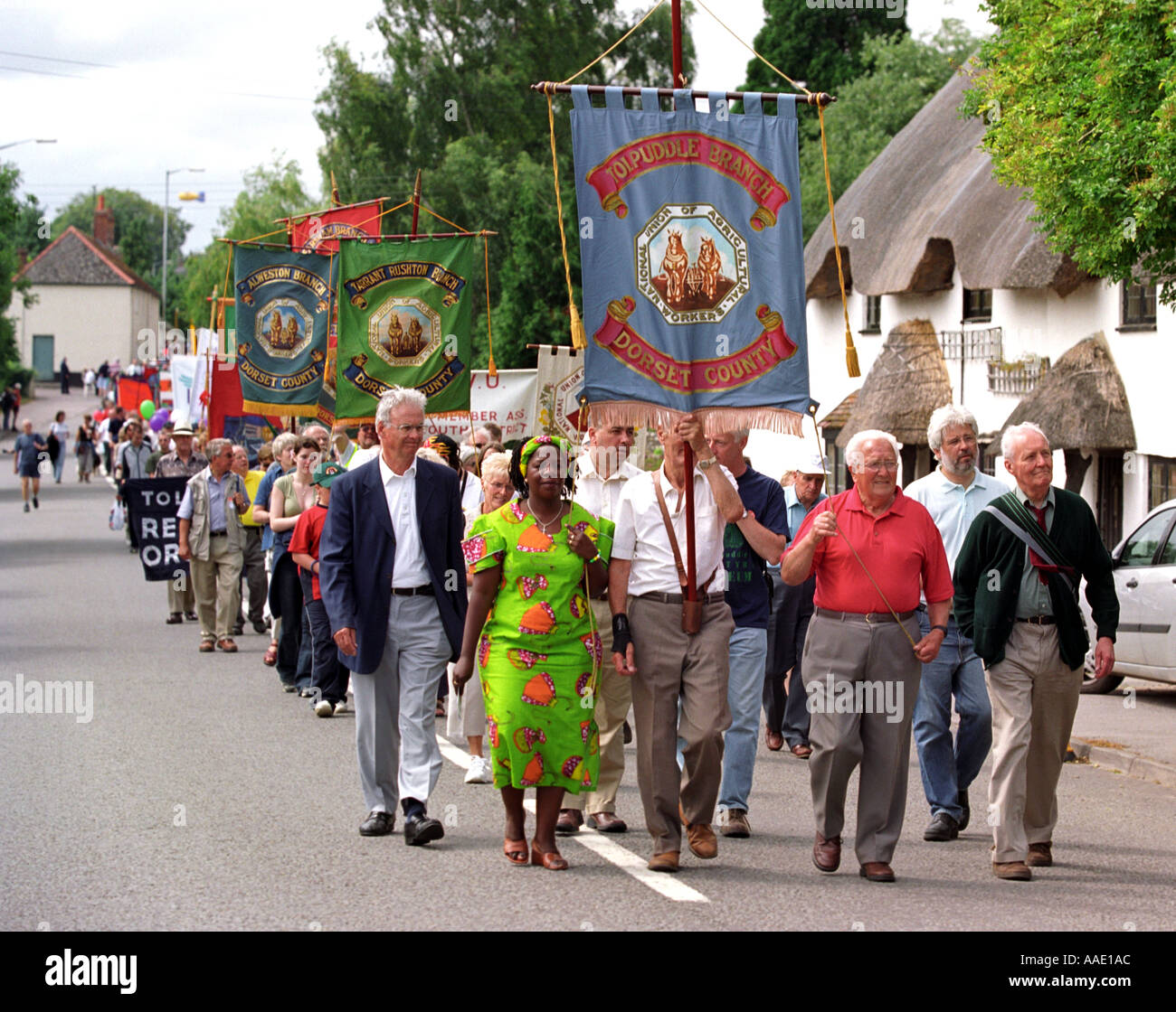 Tolpuddle Martyrs Trade Union Rally parade, Tolpuddle, Dorset, Britain ...