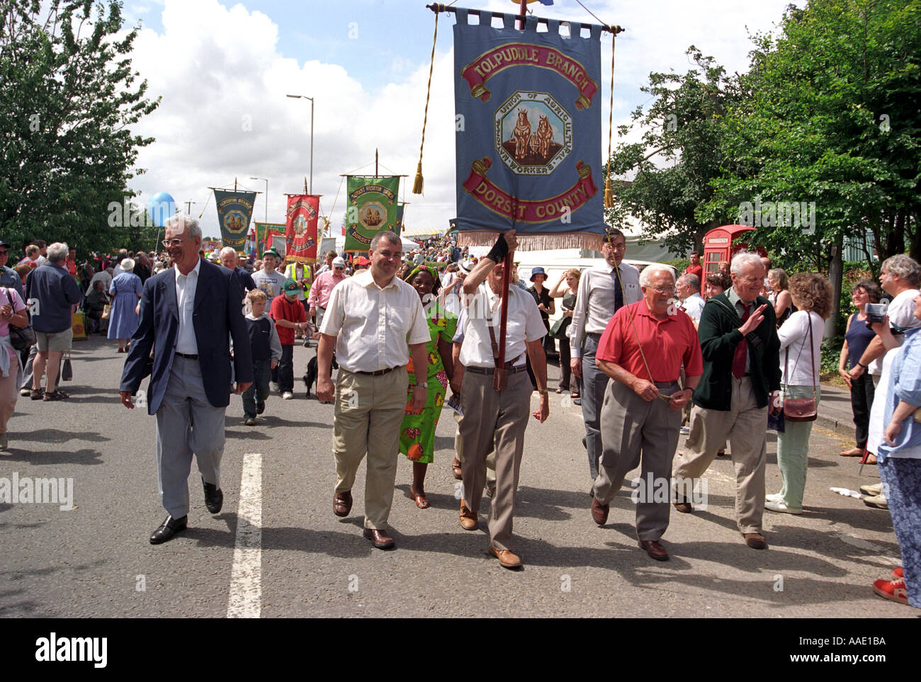 Tolpuddle Martyrs Trade Union Rally parade, Tolpuddle, Dorset, Britain ...