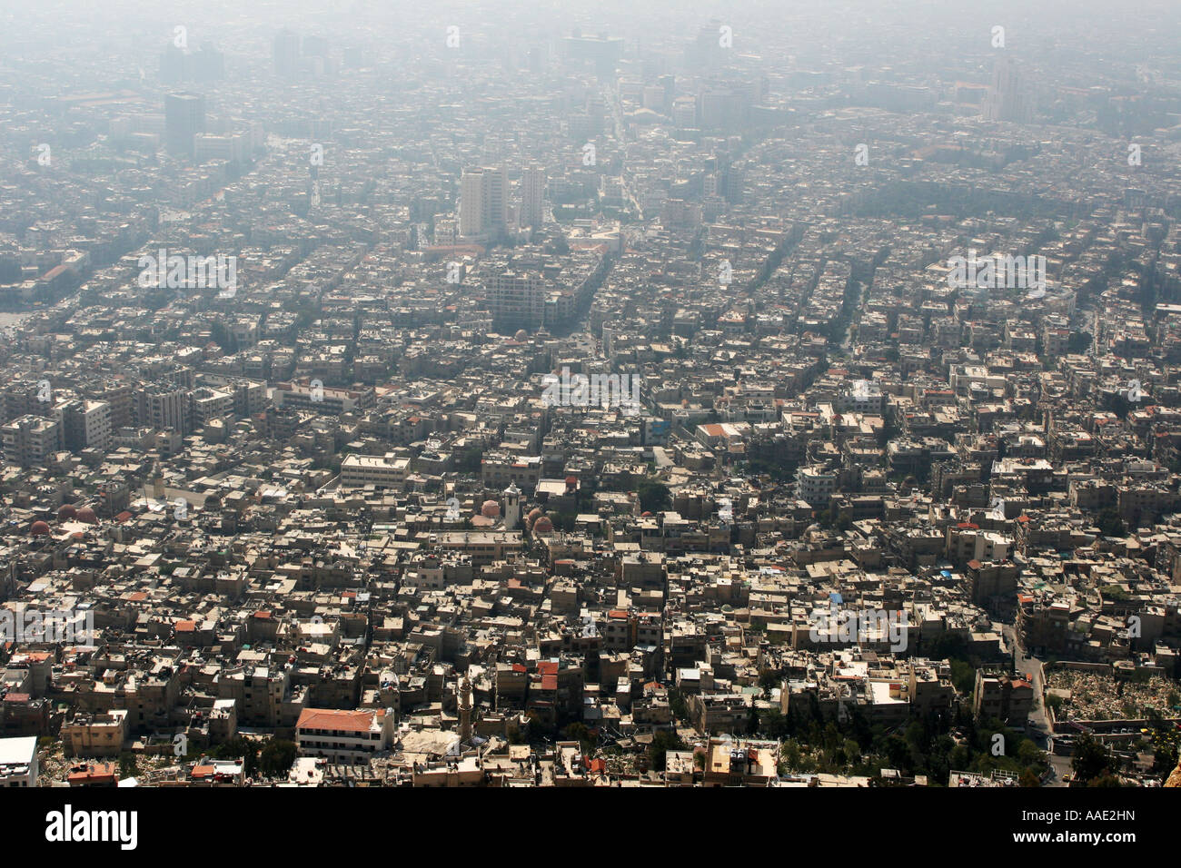 View of Damascus city from the hill overlooking the city, Syria Stock ...