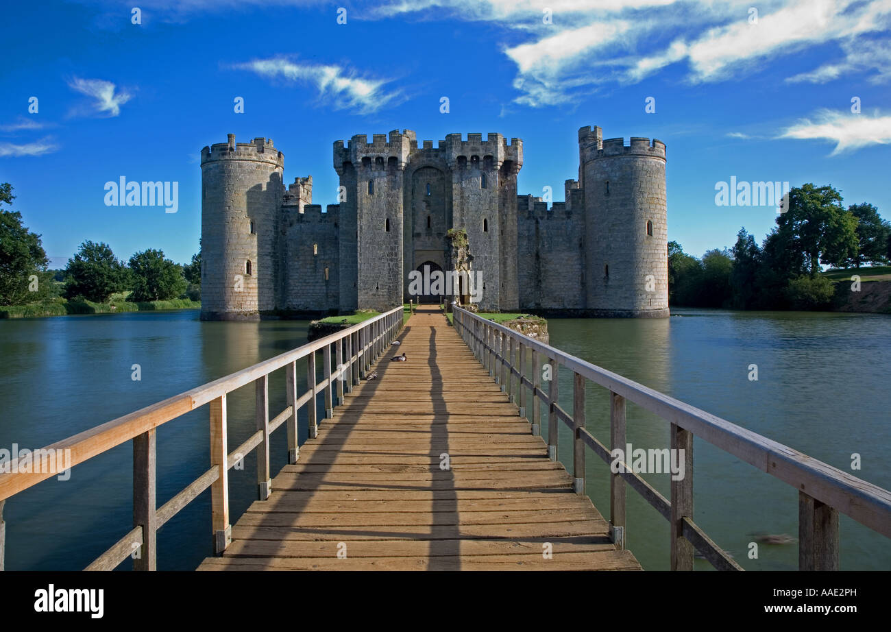Bodium Castle with main bridge over moat Stock Photo - Alamy