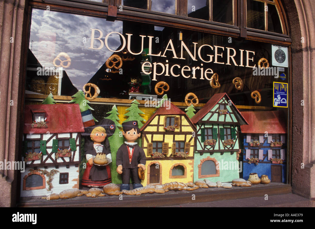France Alsace Kaysersberg Boulangerie epicerie shop window Stock Photo ...
