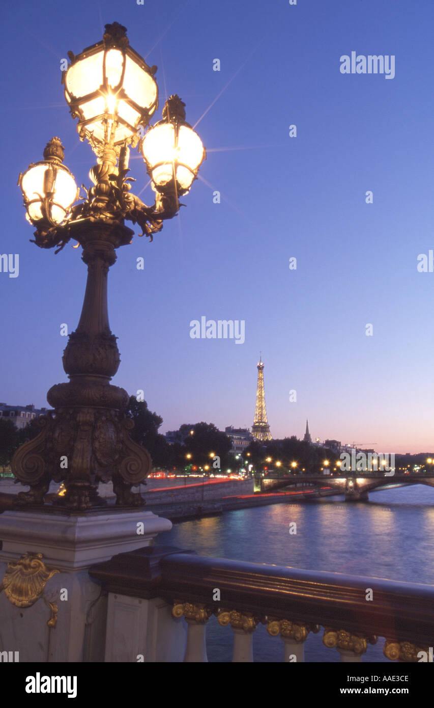France Paris The Alexandre III bridge at night Stock Photo - Alamy