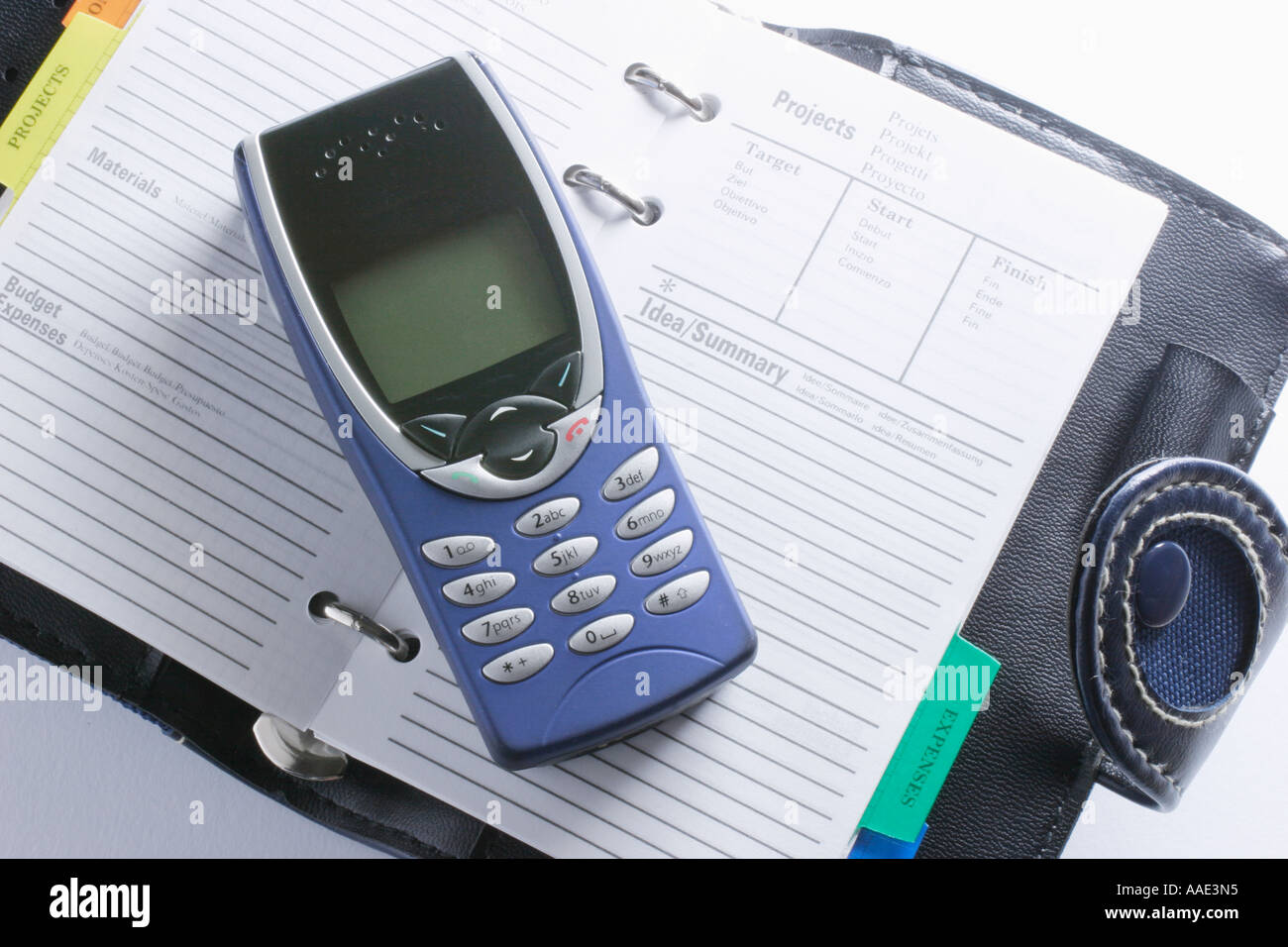 Mobile Phone and Organiser Stock Photo - Alamy