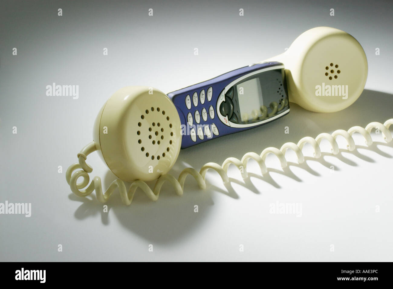 Mobile Phone and Telephone Receiver Stock Photo - Alamy