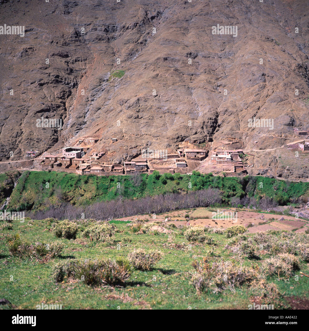 Atlas Mountains and Berber villages near Imlil Morocco north Africa ...