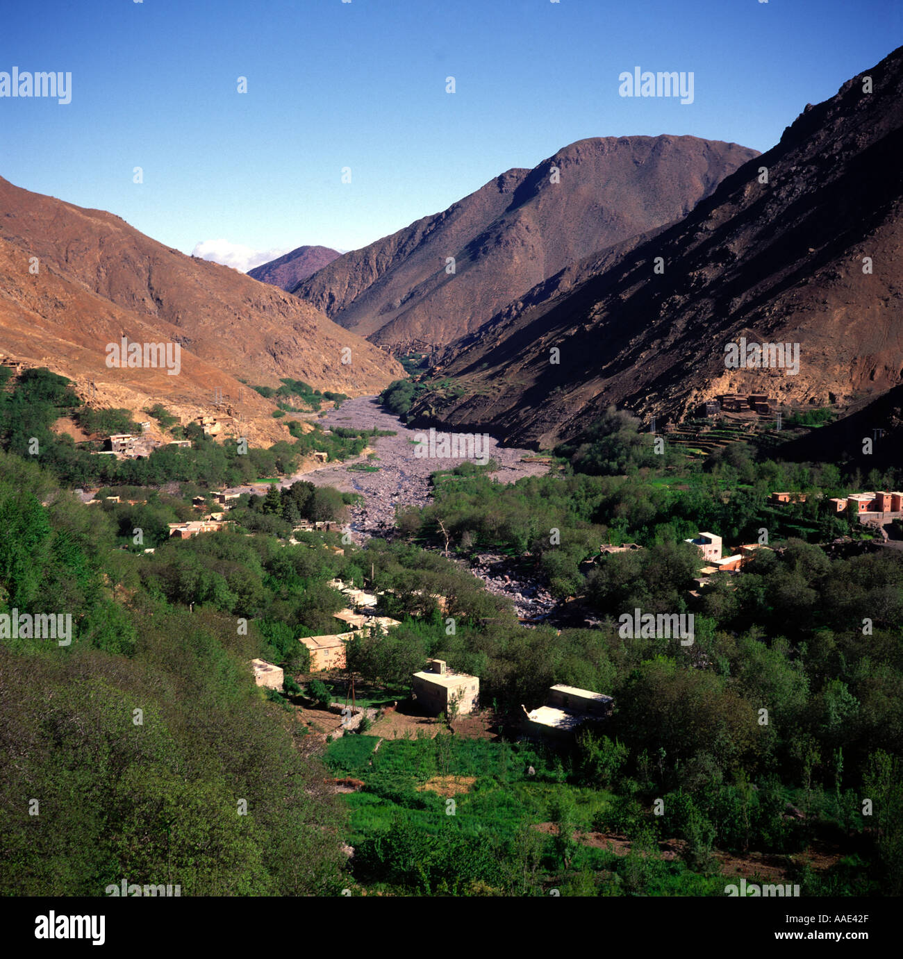 Imlil valley and village Atlas Mountains and Berber villages near Imlil ...
