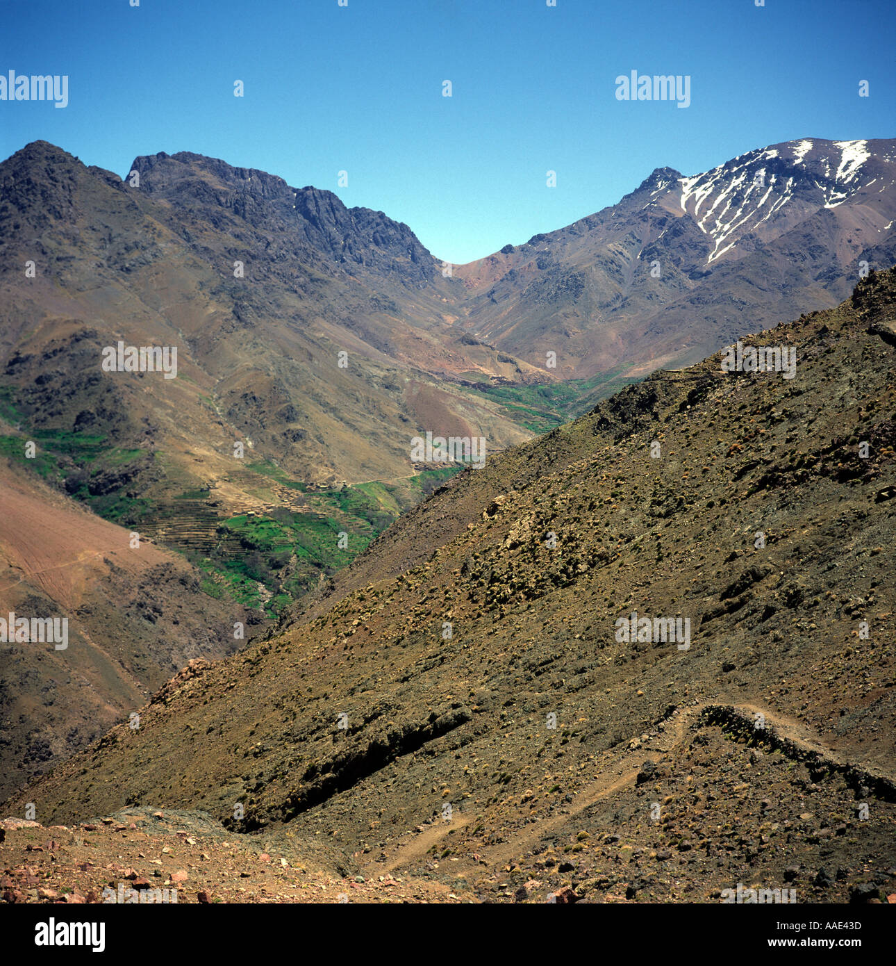 Atlas Mountains and Berber villages near Imlil Morocco north Africa ...
