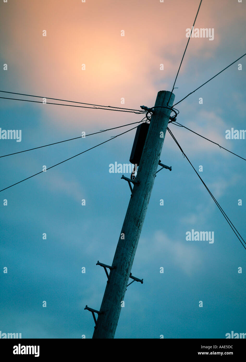 TELEGRAPH POLE AGAINST DAWN SKY Stock Photo - Alamy