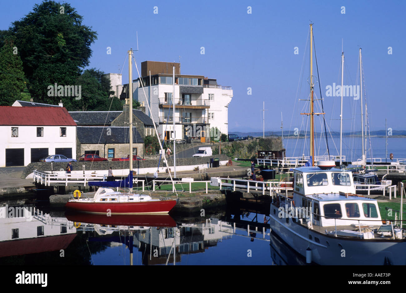 Crinan village harbour western west end beginning of Crinan Canal ...