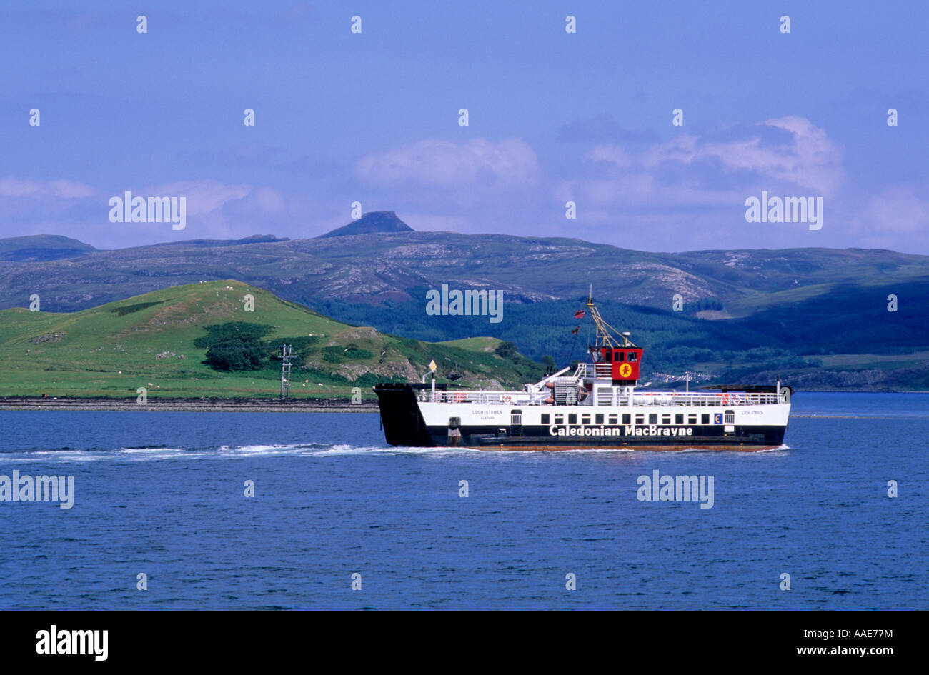 Ferry from Isle of Skye to Isle of Raasay, Dun Caan on skyline ...