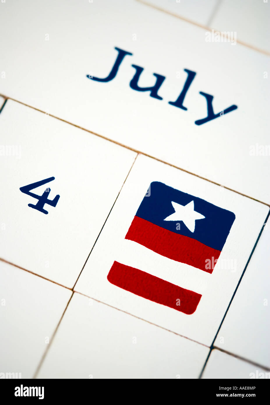 Calender depicting the 4th July Holiday Stock Photo - Alamy