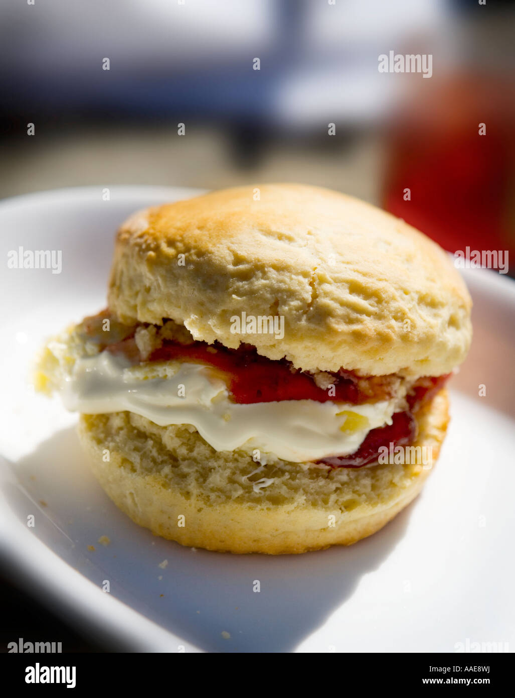 Traditional British cream tea with scones, jam and cream Stock Photo ...