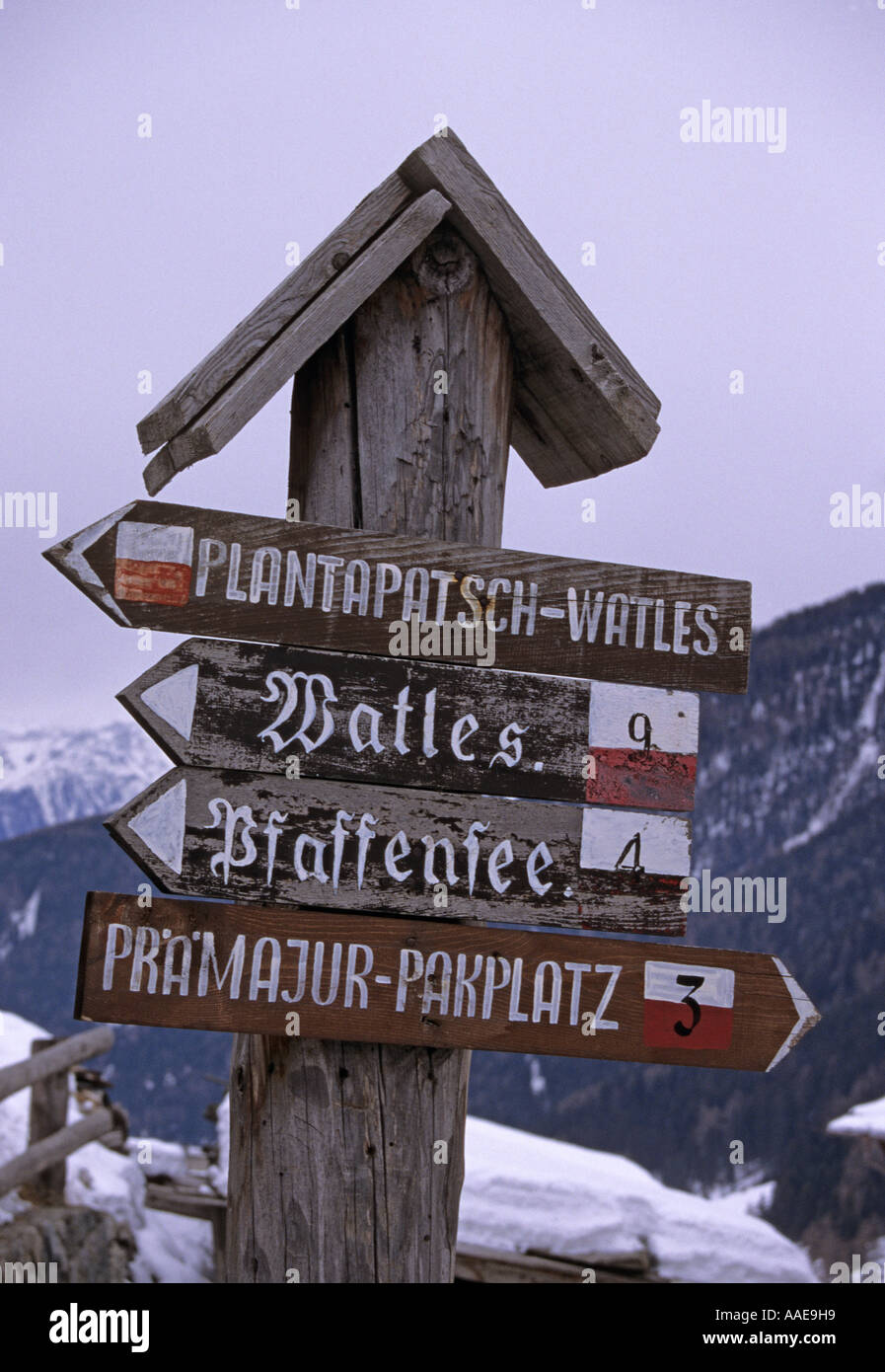directions signs in german language in Slingia Val Venosta South Tirol ...