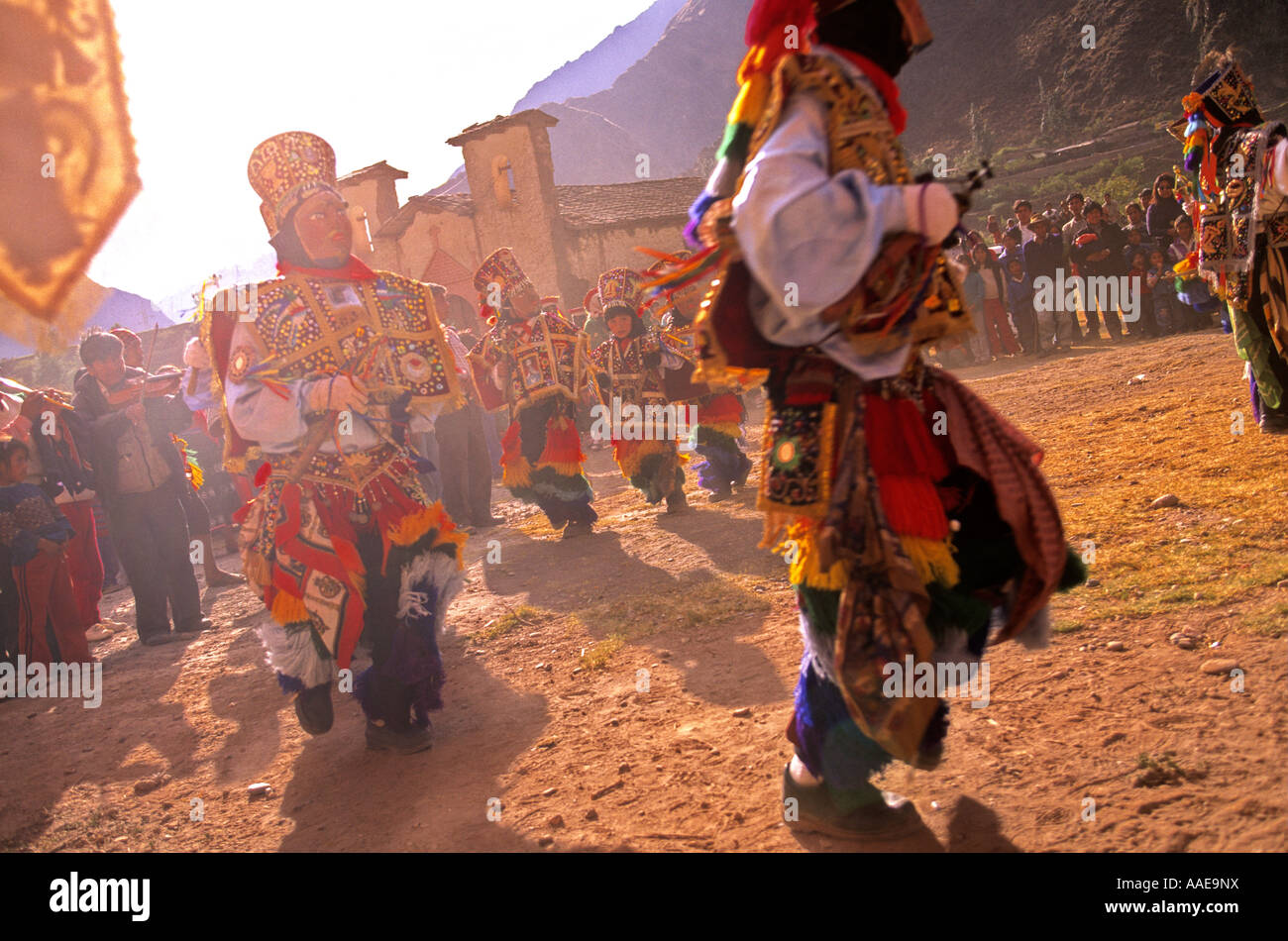 Danzaq dancers performing at the Fiesta Pentecostes in the Incan ...