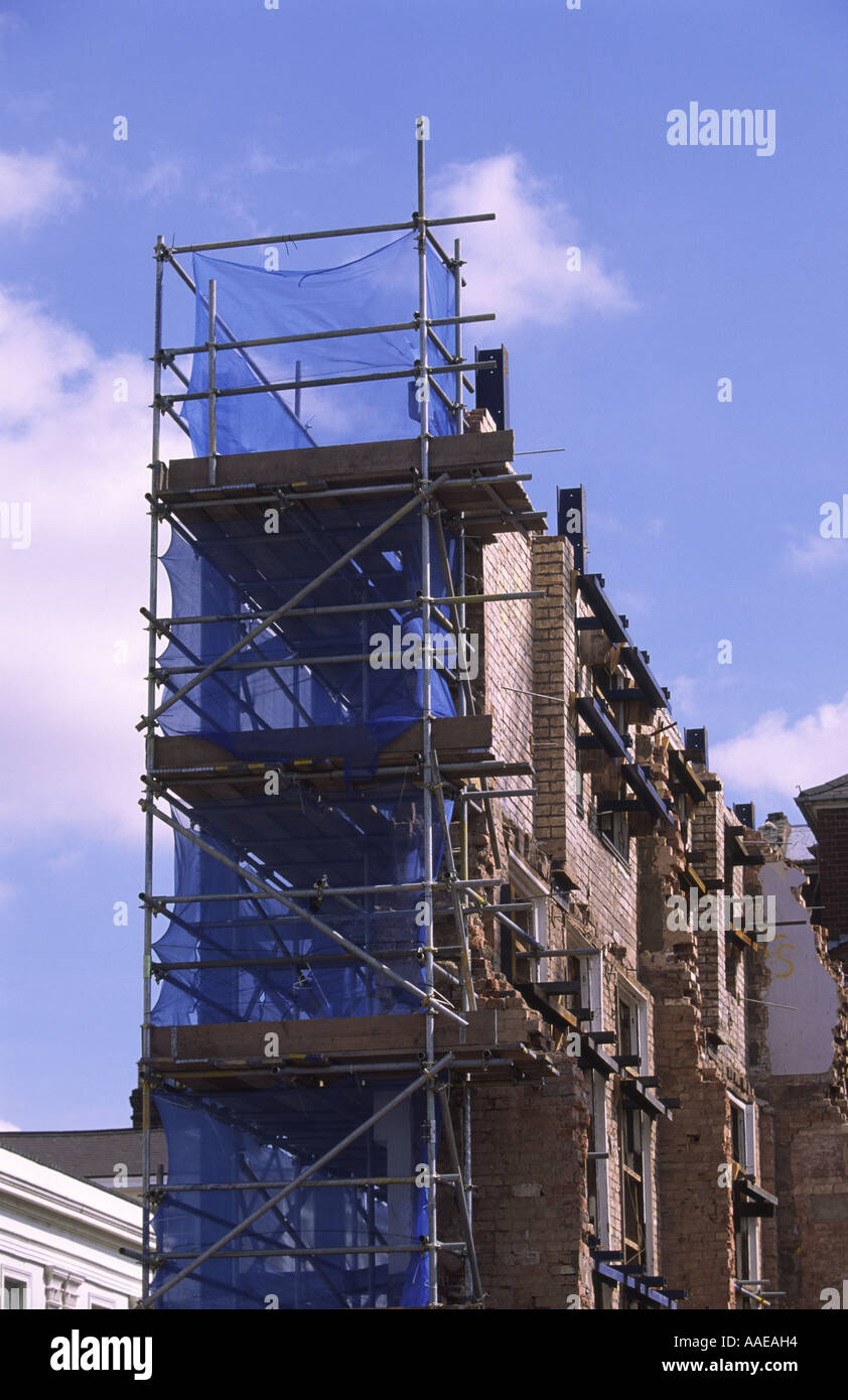 Shored up preserved brick facade of former Woodwards department store ...