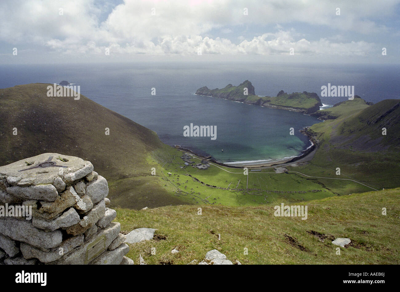 conachair summit viewpoint over village bay from trig point st kilda ...
