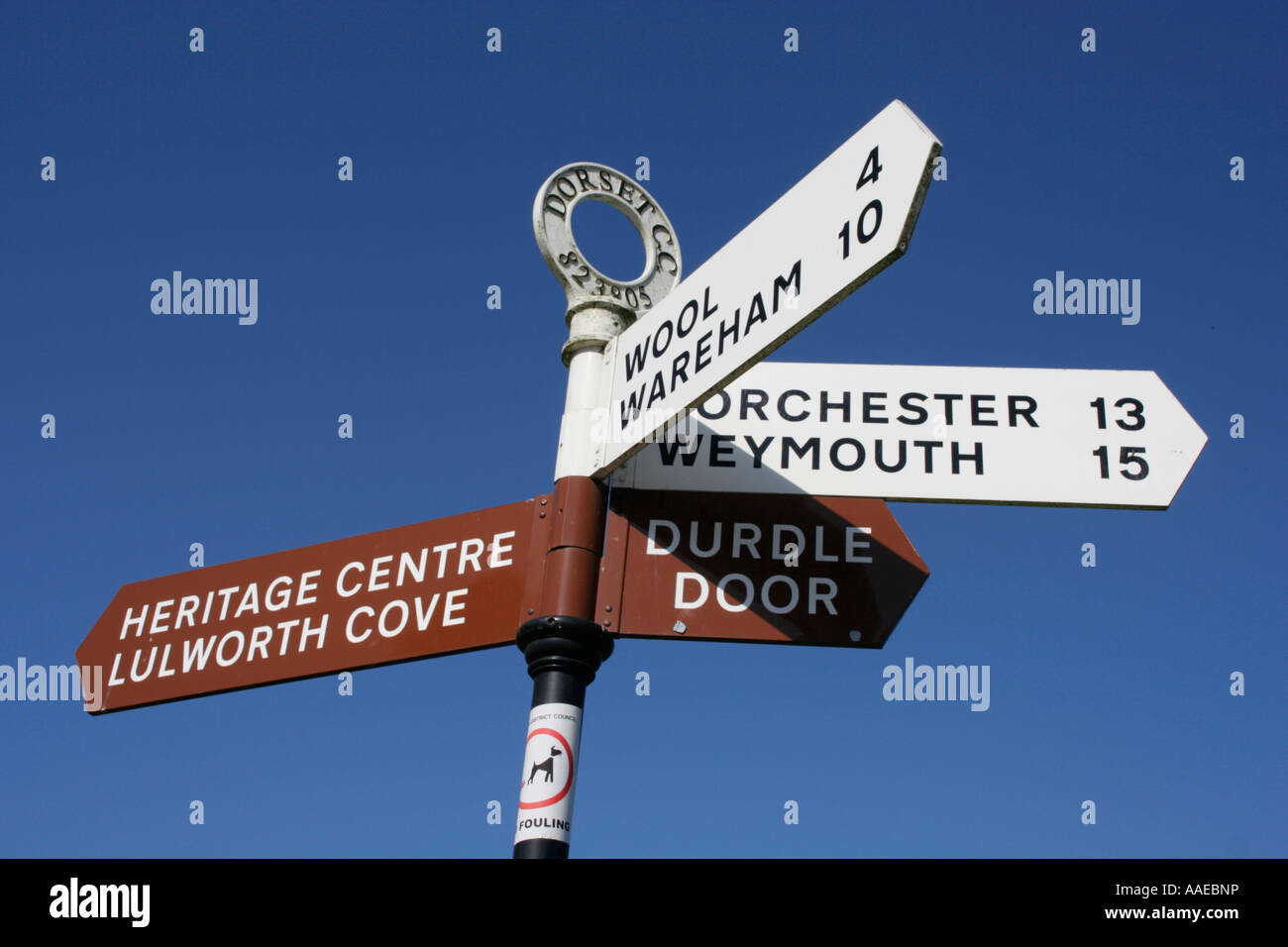signpost dorchester weymouth lulworth cove england uk gb Stock Photo ...