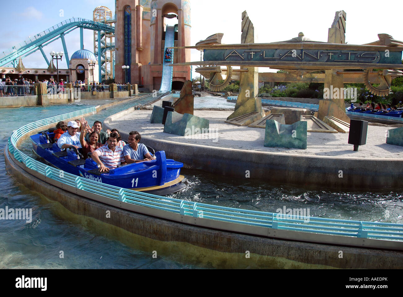 Tourists Enjoying the Atlantis Water Roller Coaster At Seaworld, San ...