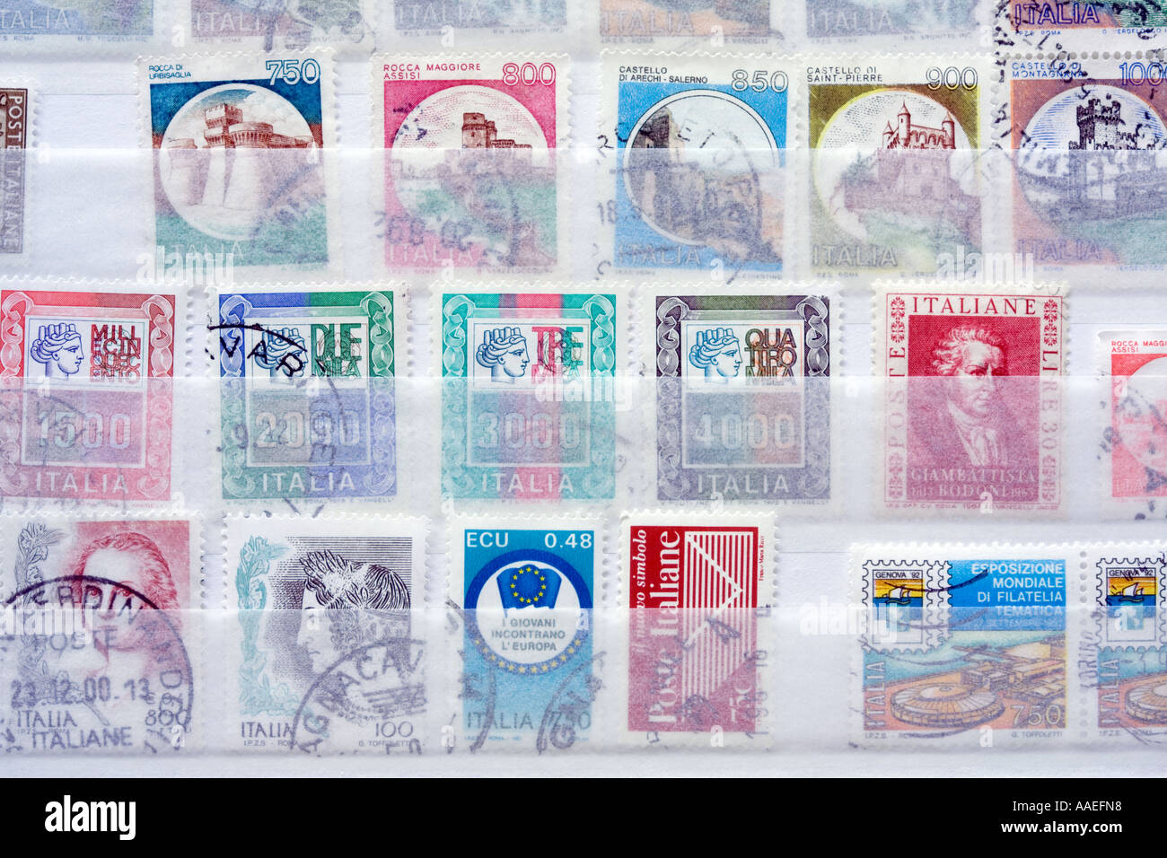 Collection of Italian postage stamps Stock Photo - Alamy