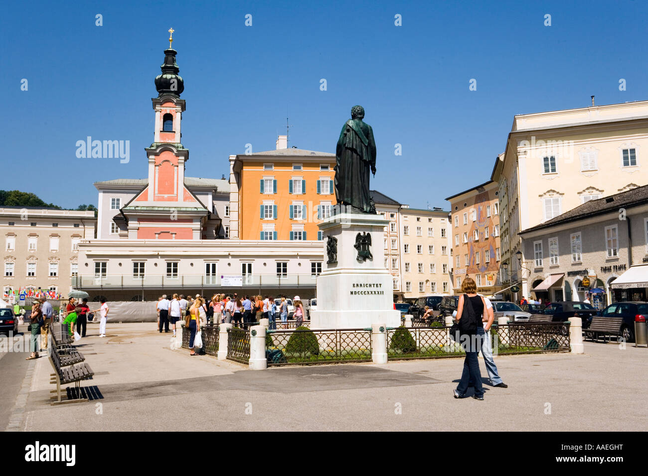 Mozart Square with Mozart monument by Ludwig von Schwanthaler Salzburg ...