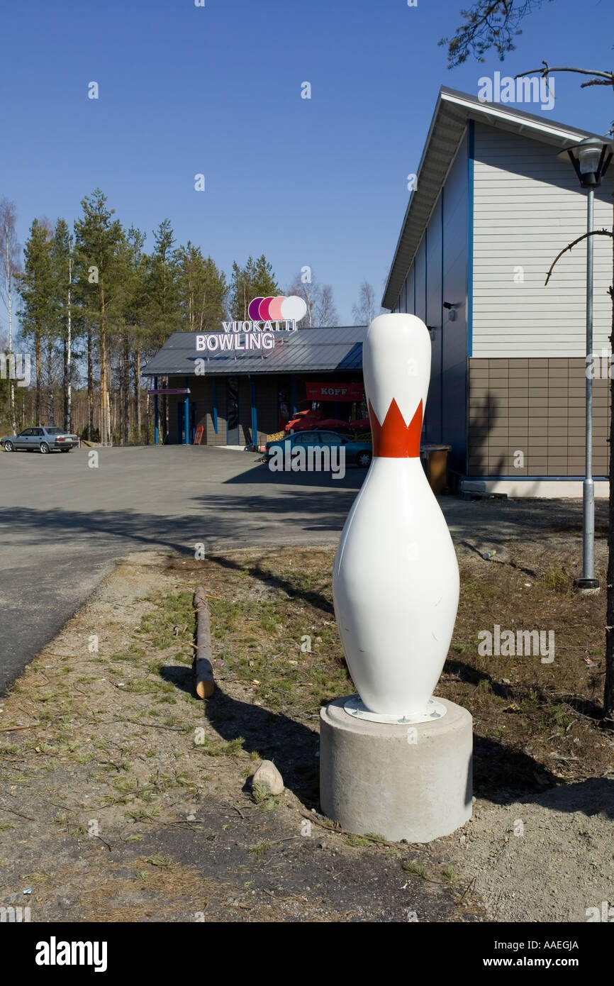 large bowling pin as advertisement Stock Photo - Alamy
