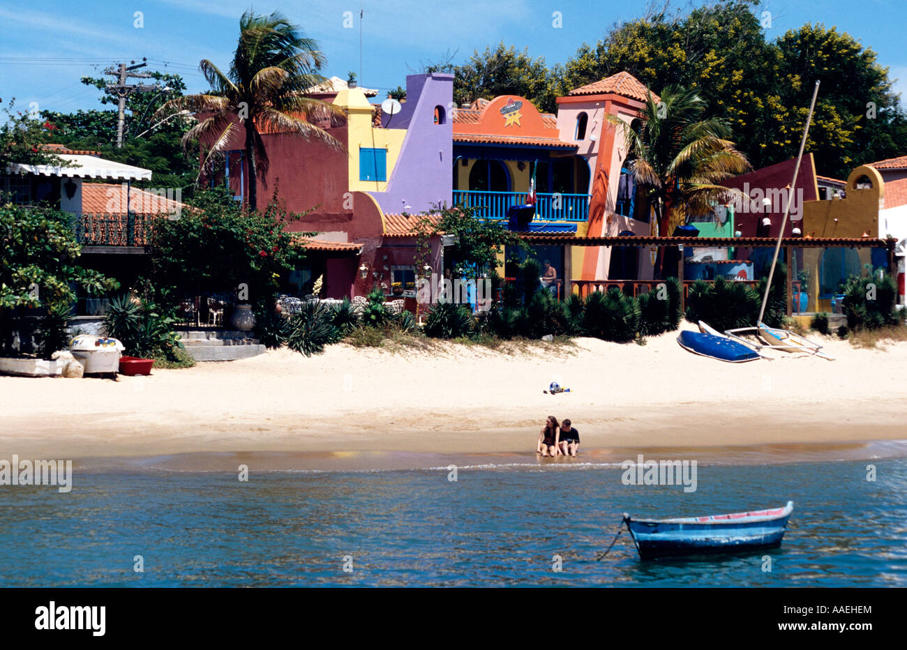 Beach with Tex Mex Restaurant with diagonal architecture Buzios Rio de ...