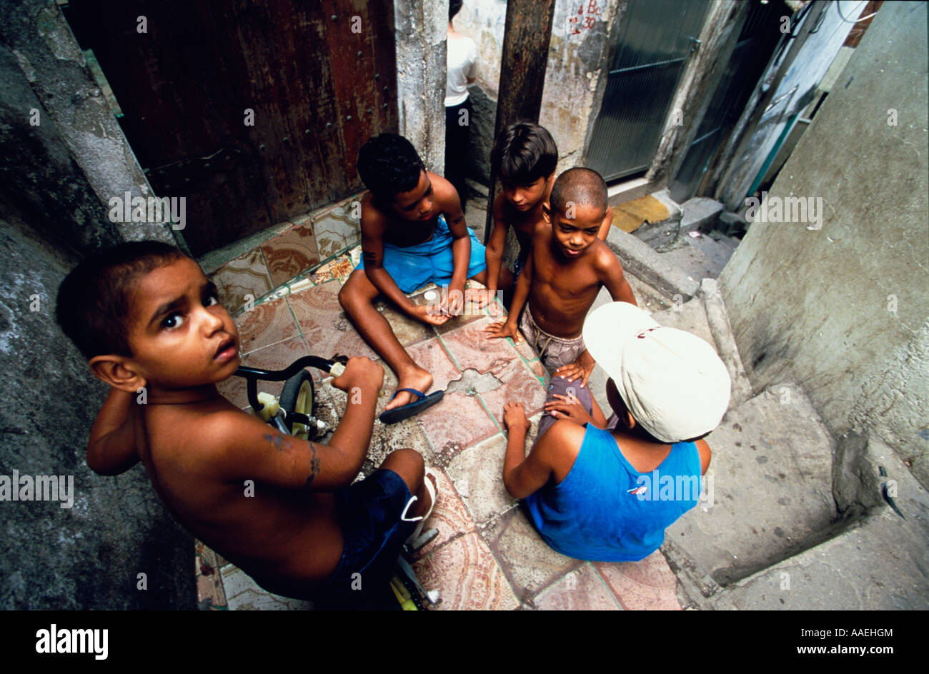 Children playing in the Rocinha Slum Rio de Janeiro Brazil Stock Photo ...