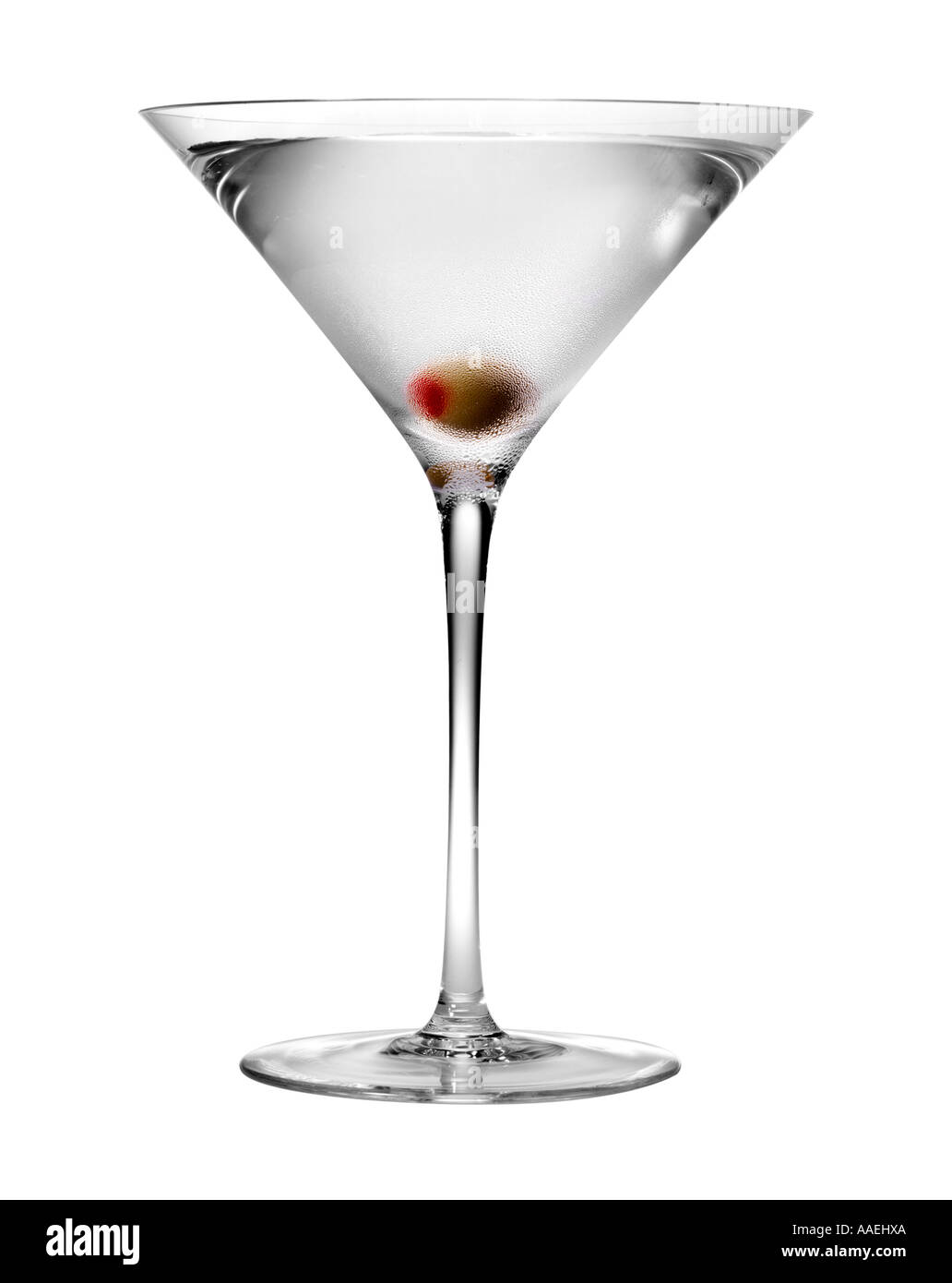 martini with olive on white background Stock Photo - Alamy