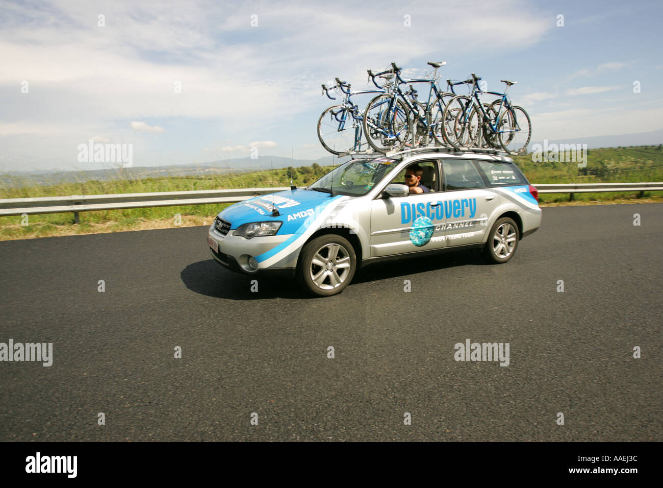 Cycling team cars of the Giro d'italic 2005 Stock Photo - Alamy