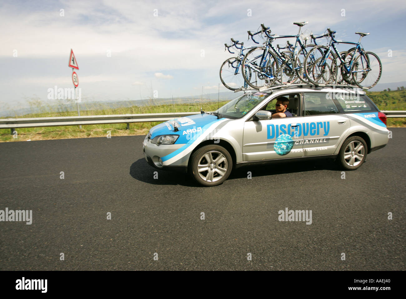 Cycling team cars of the Giro d'italic 2005 Stock Photo - Alamy