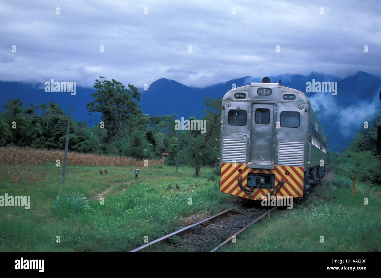 Train near Morretes railroad track Curitiba Paranagua Parana Brazil ...