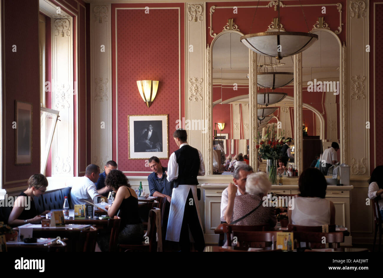 Guests in Cafe Louvre Prague Czech Republic Stock Photo - Alamy