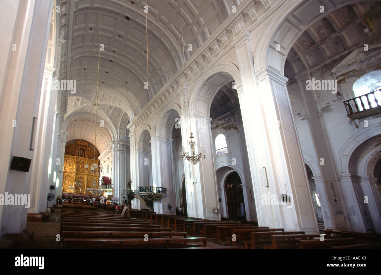 India Old Goa colonial era religion Se Cathedral interior Stock Photo ...